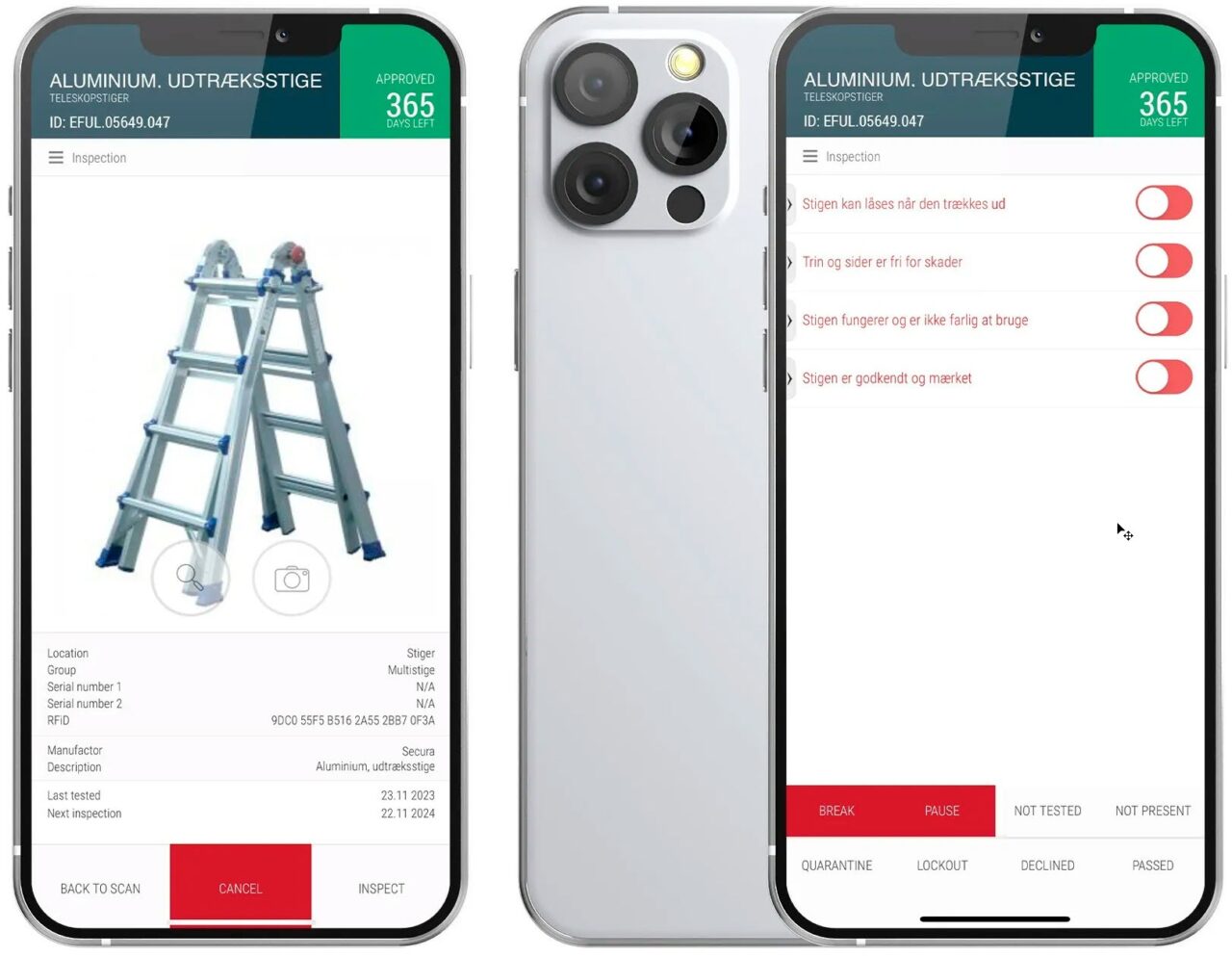 User-friendly tool management for checking ladders